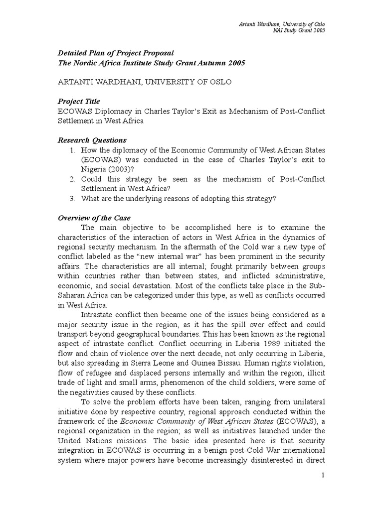 Detailed Plan of Project Proposal ARTANTI WARDHANI | PDF | West Africa ...