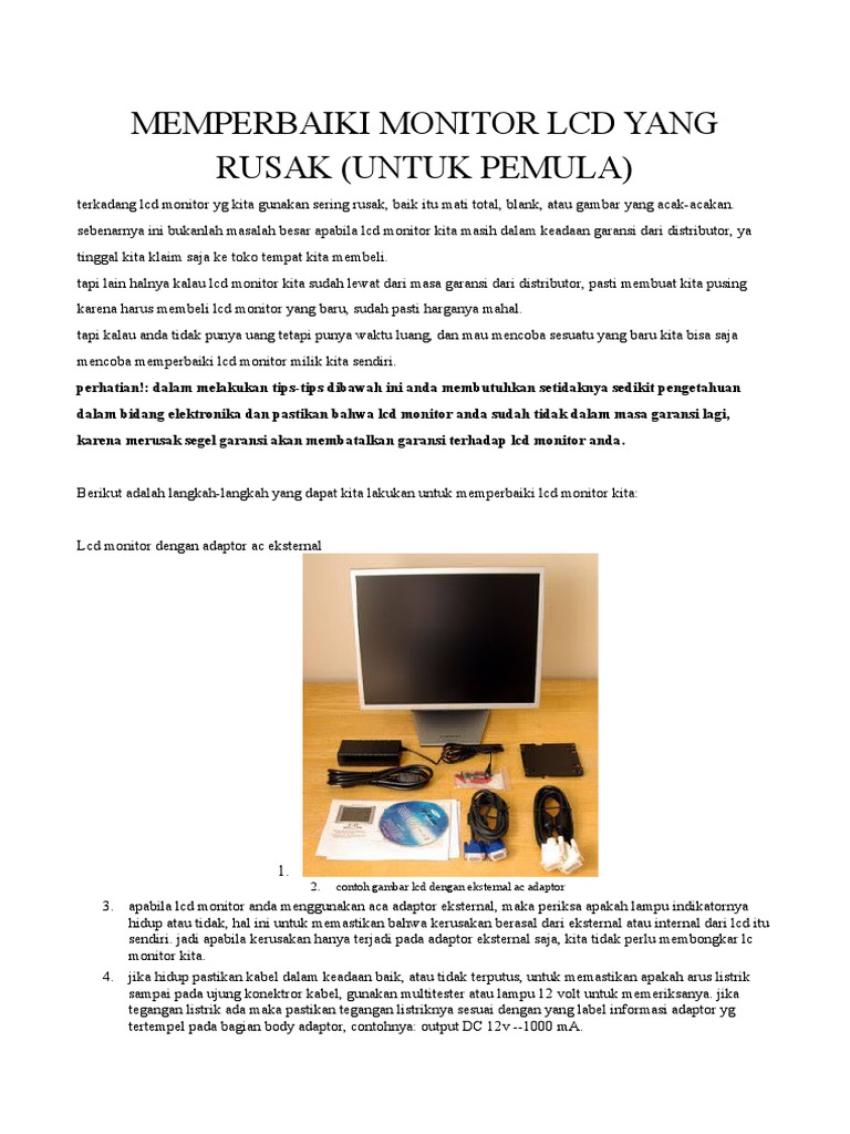 Memperbaiki Monitor LCD Yang Rusak | PDF