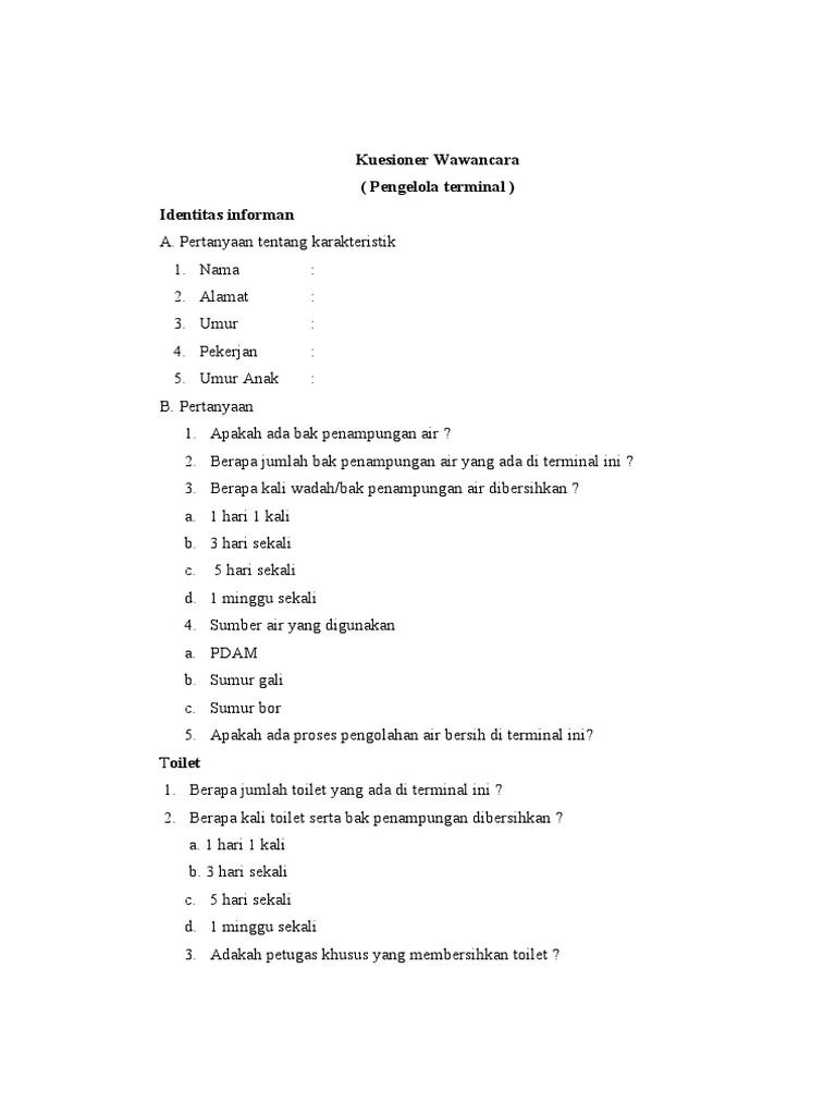 Kuesioner Wawancara | PDF