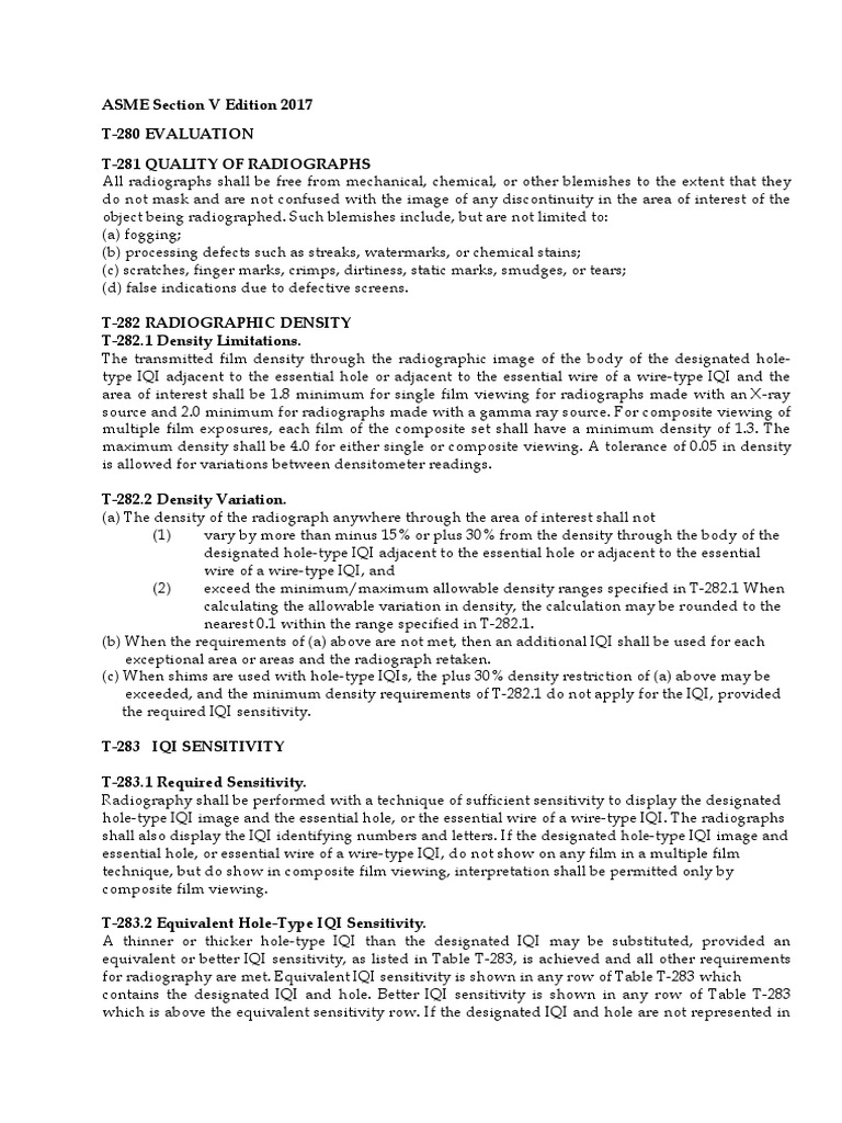 ASME Section V, Article 2 | PDF | Radiography | Imaging