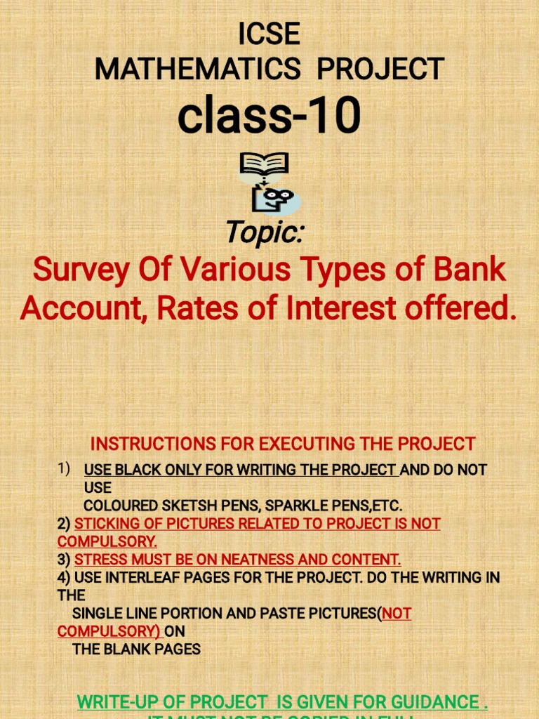Icse Mathematics Project: Class-10 | PDF | Saving | Banks