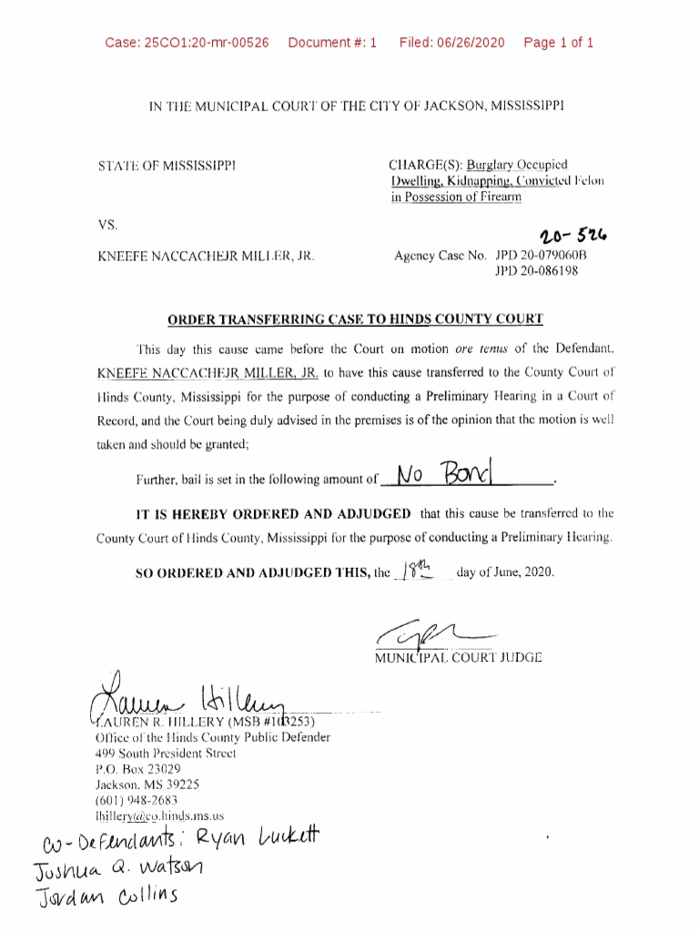 Kneefe Miller Bond Order CCJ A | PDF