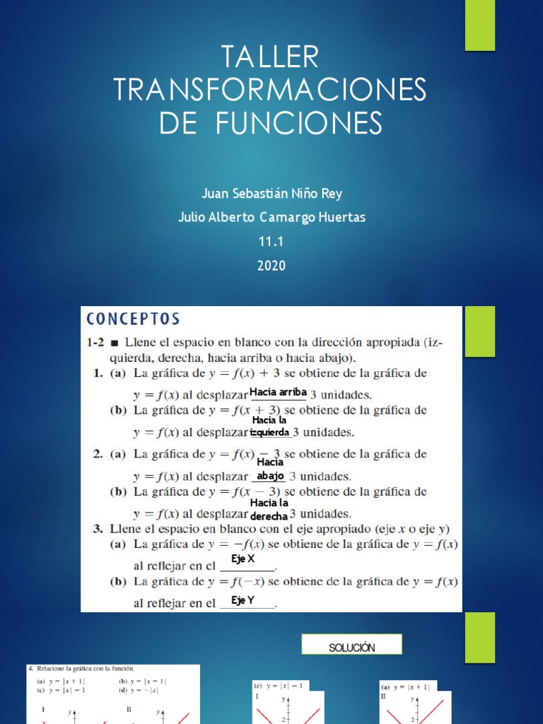 Taller Transformaciones de Funciones | PDF | Análisis matemático | Funciones y mapeos