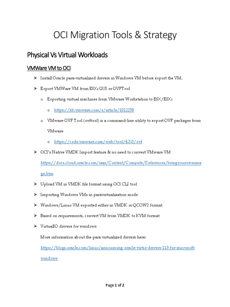 OCI Migration Tools.v1.2 | PDF | Virtual Machine | V Mware