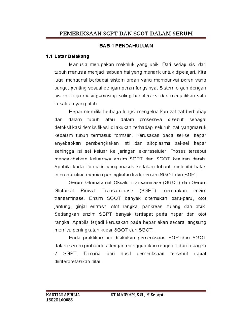 Pemeriksaan Sgot SGPT | PDF