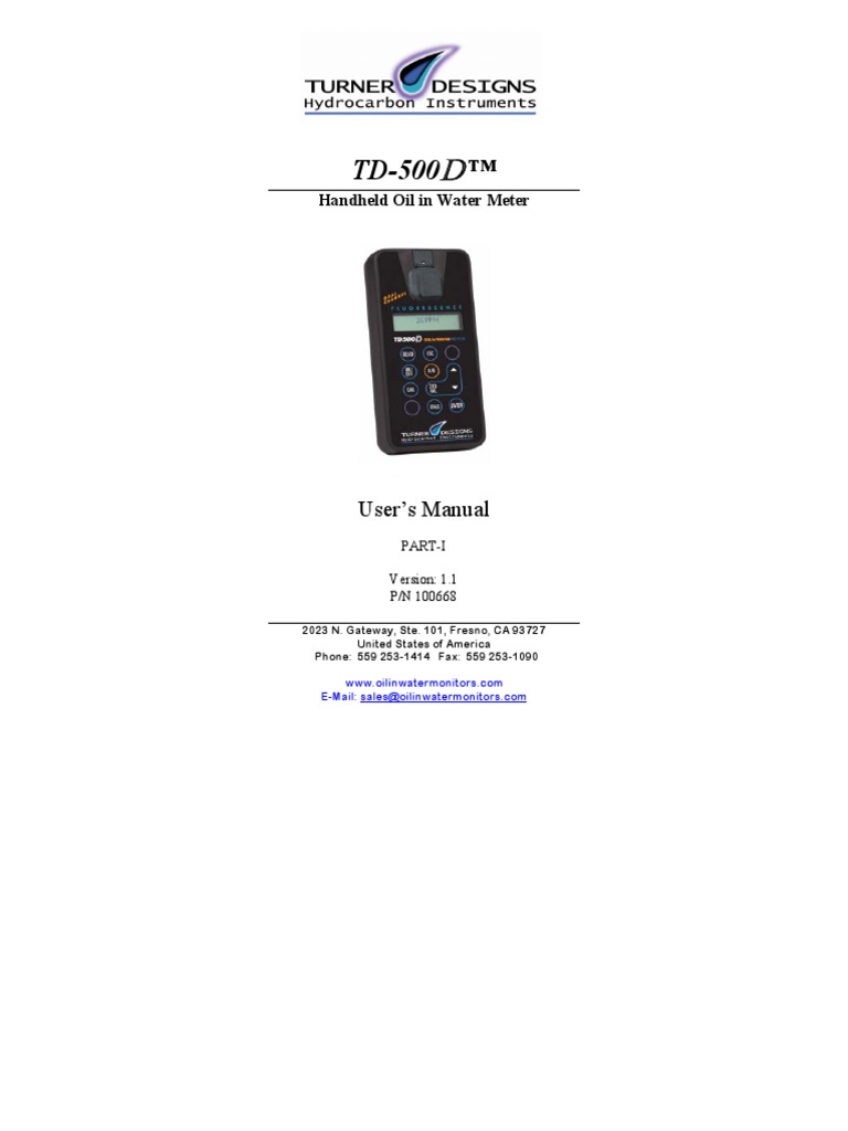 td500d Manual Version 1.1 PDF | PDF | Calibration | Solution