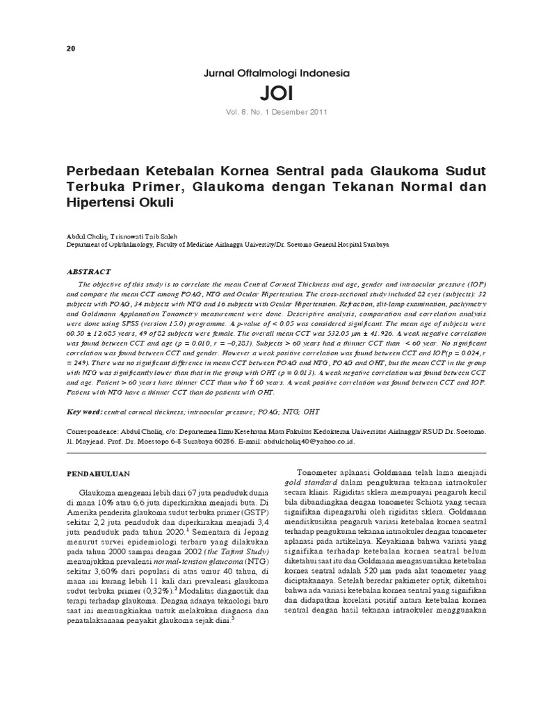 Sudut Terbuka | PDF | Glaukoma | Organ Sensorik