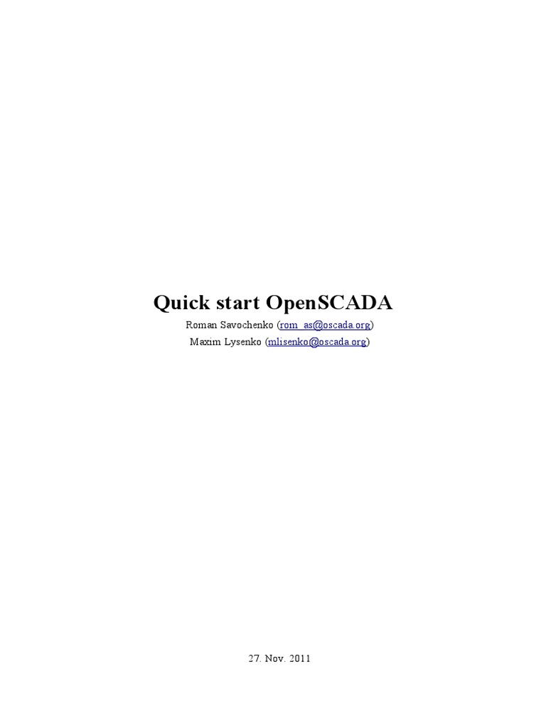 Quick Start Openscada: Roman Savochenko Maxim Lysenko | PDF | Linux Distribution | Superuser