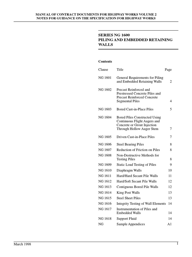 Series NG 1600 Piling and Embedded Retaining Walls | PDF | Deep ...