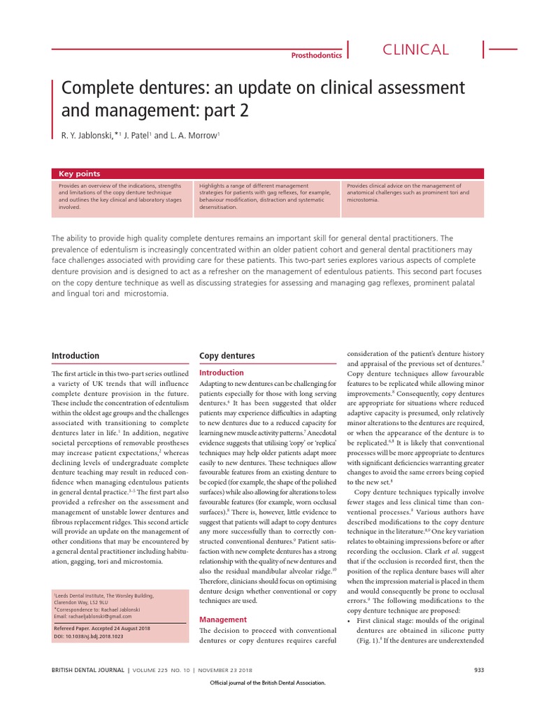 Complete Dentures Part 2 Pdf Dentures Prosthesis