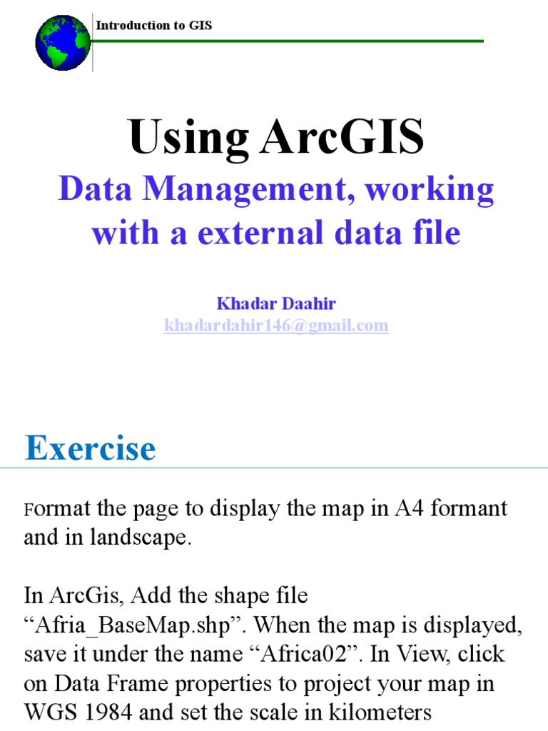 Using Arcgis: Data Management, Working With A External Data File | PDF ...