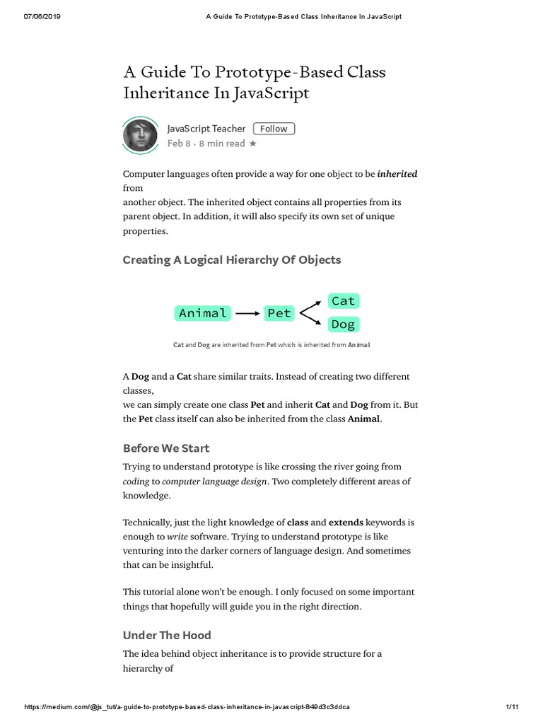 A Guide To Prototype-Based Class Inheritance in Javascript: Creating A Logical Hierarchy of ...