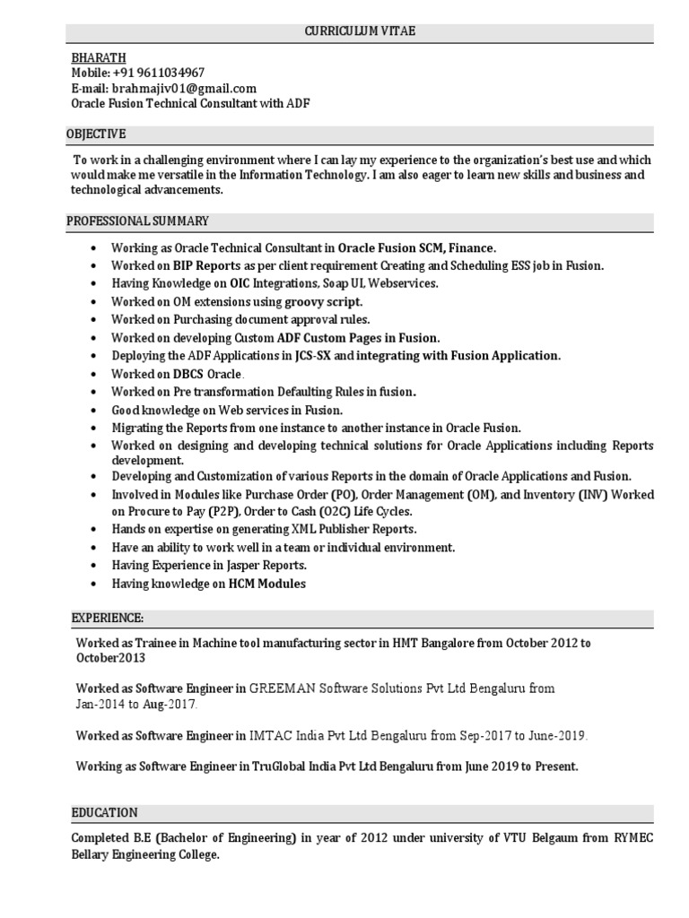 Bharath Resume | PDF | Computing | Computing And Information Technology