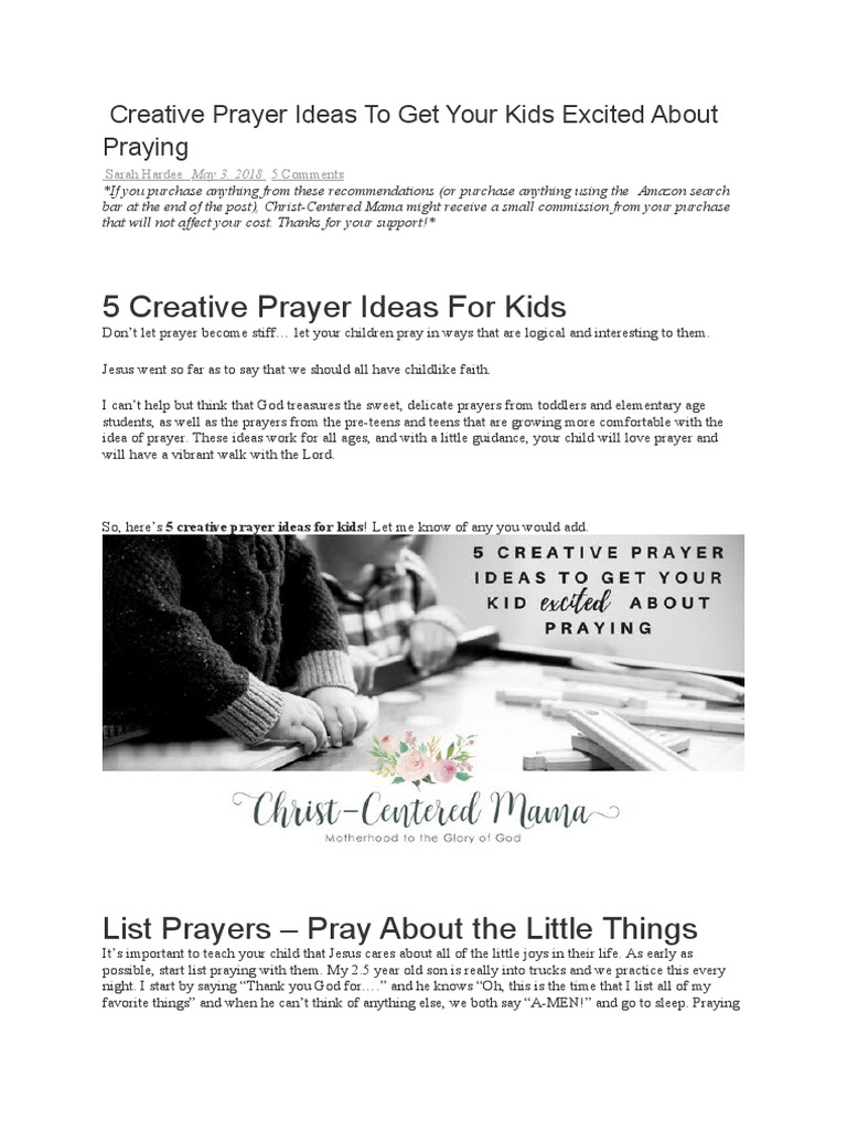 Creative Prayer Ideas To Get Your Kids Excited About Praying | PDF | Prayer