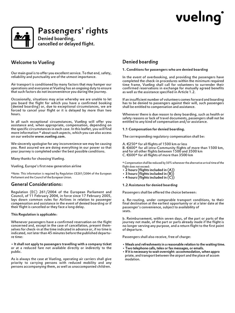 Passengers' Rights: Denied Boarding, Cancelled or Delayed Flight | PDF ...