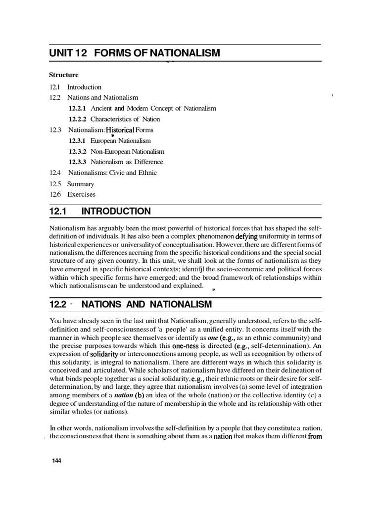 Unit-12 Forms of Nationalism | Download Free PDF | Nationalism | Nation