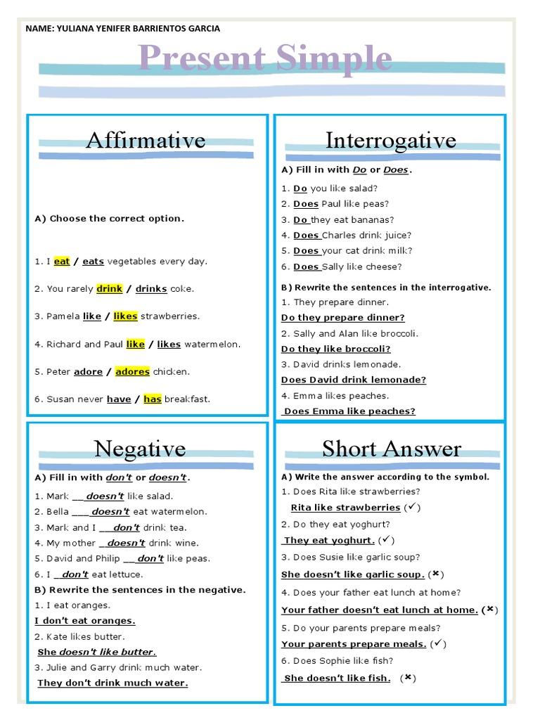 Present Simple s12 s1 | PDF | Lunch | Meal