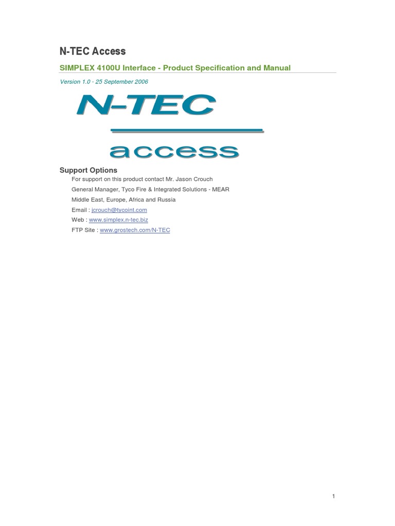 N-TEC Access: SIMPLEX 4100U Interface - Product Specification and ...
