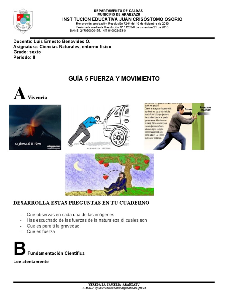 Guía de Fuerza y Movimiento para Sexto | PDF | Gravedad | Fuerza