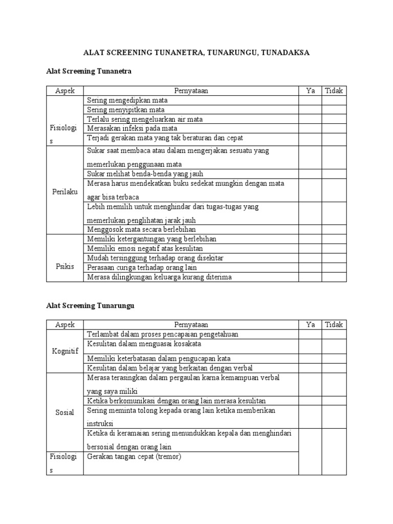 Alat Screening Abk Kelompok 1 | PDF