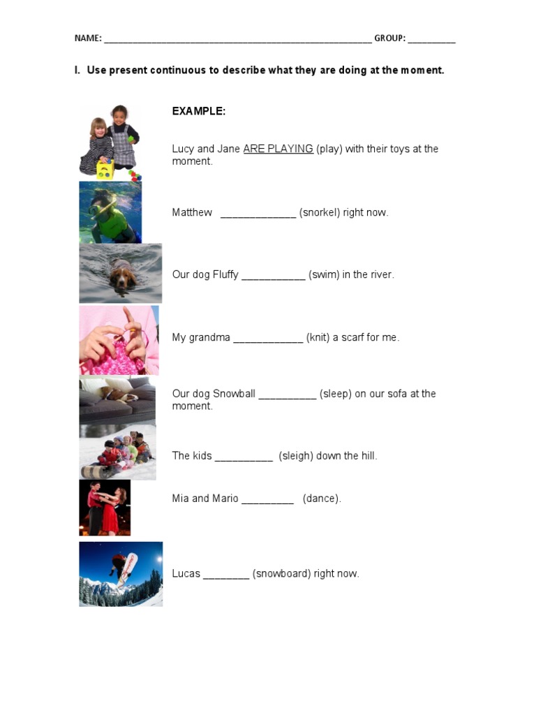 Present Continuous Exercises | PDF