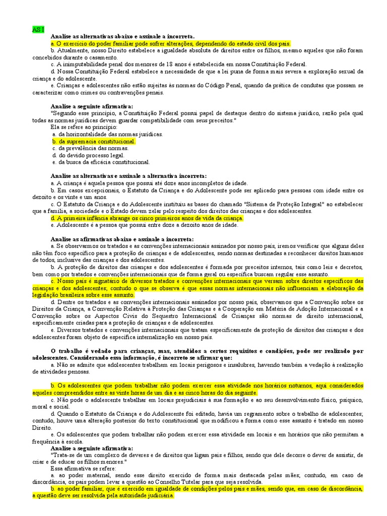 Provas ECA | PDF | Adolescência | Crime e Violência