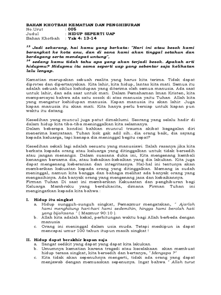 Bahan Khotbah Kematian | PDF