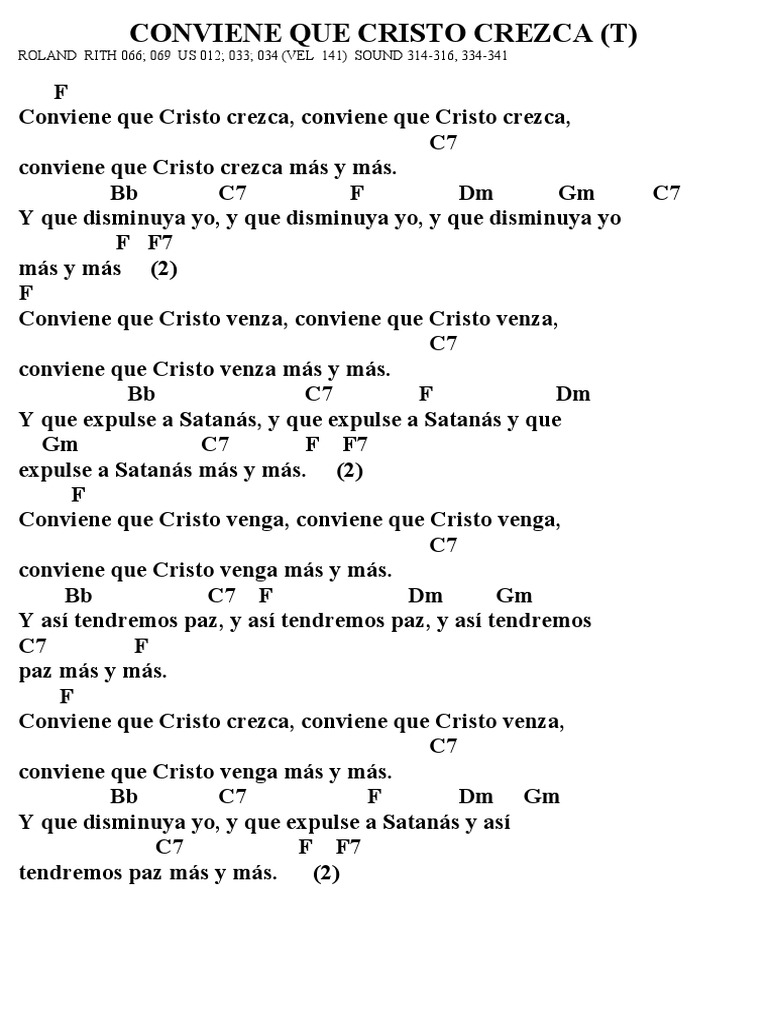 Conviene que Cristo Crezca: Letra y Acordes | PDF