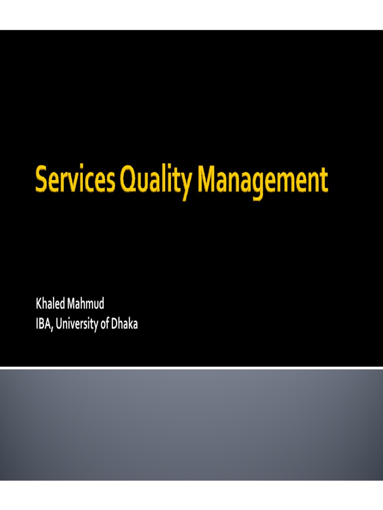 1service Quality Management | PDF | Quality (Business) | Economies