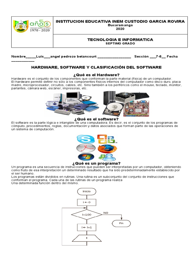 Desarrollo Hardware y Software SEPTIMO GRADO 2020 | PDF | Hardware de ...