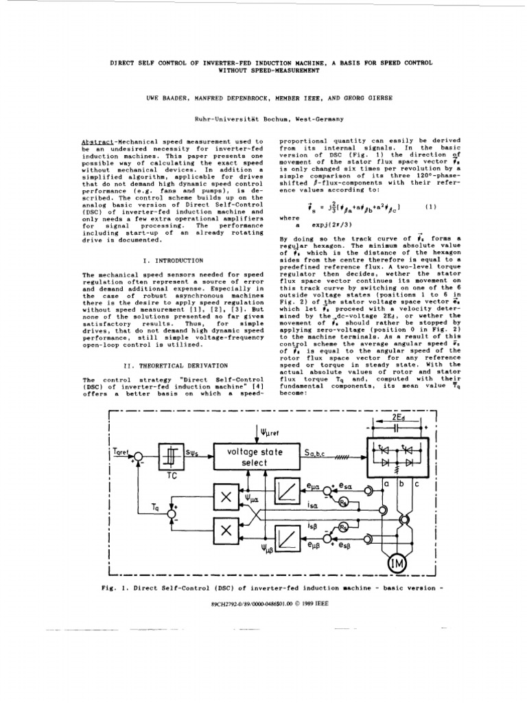 Direct Self Control of Inverter-Fed Induction Machine, A Basis For Speed Control Without Speed ...