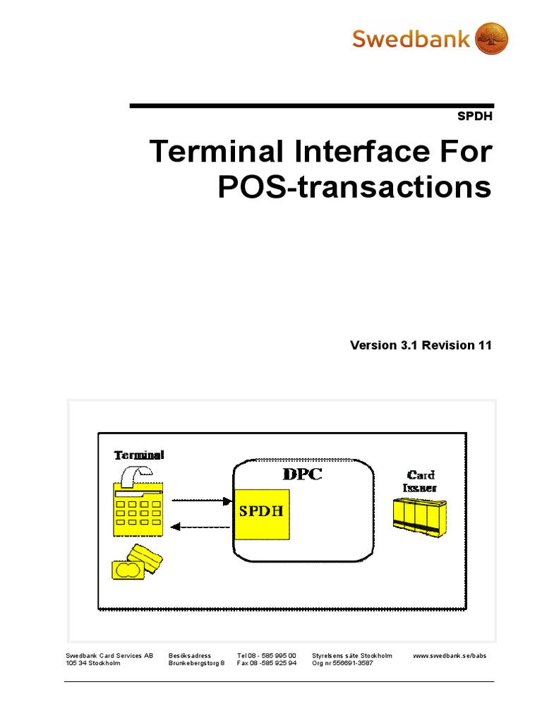 SPDH Terminal Interface 3.1 Rev11 | PDF | Emv | Smart Card