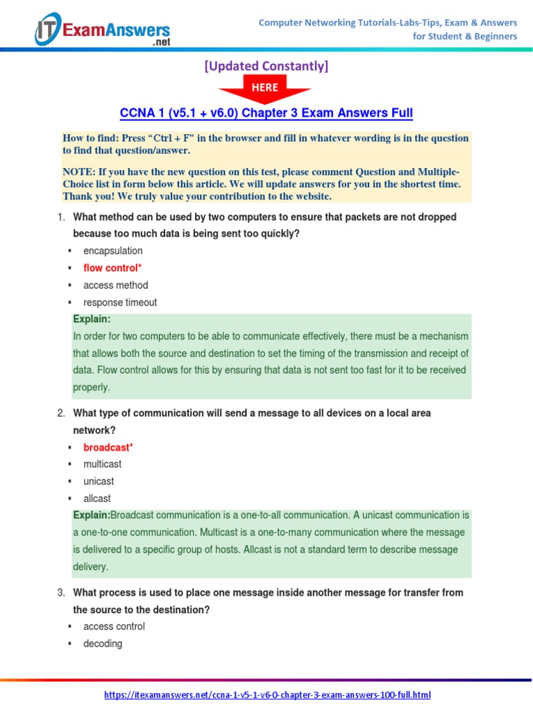 (Updated Constantly) : CCNA 1 (v5.1 + v6.0) Chapter 3 Exam Answers Full | Download Free PDF ...