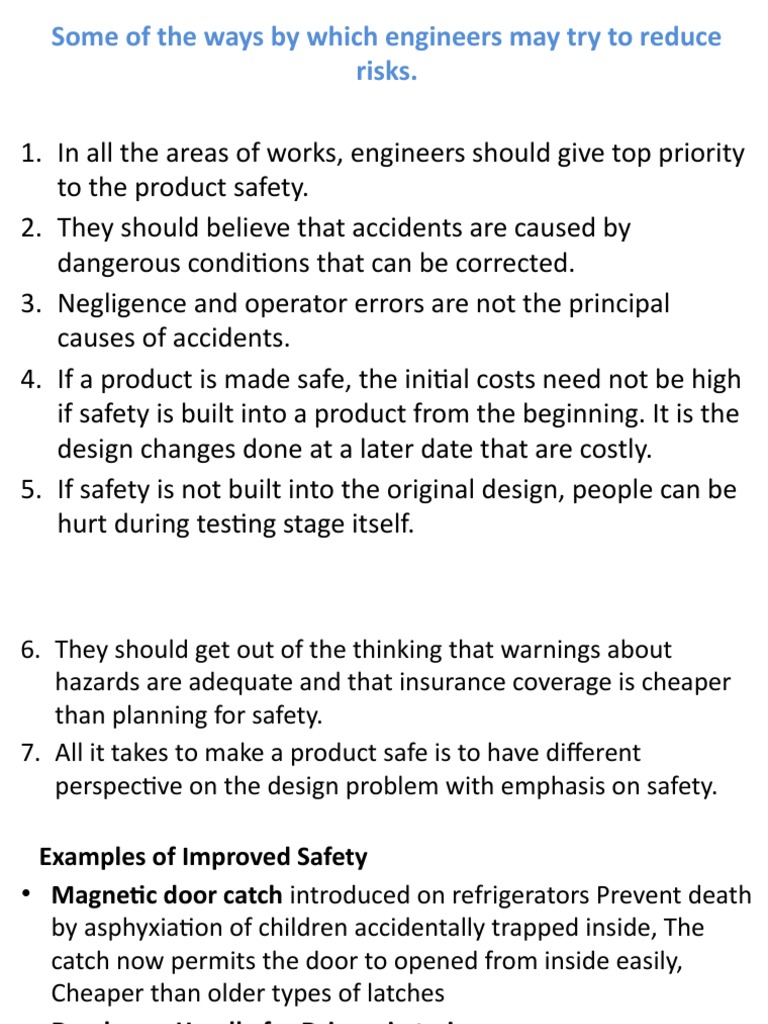 Some of The Ways by Which Engineers May Try To Reduce Risks | Download ...