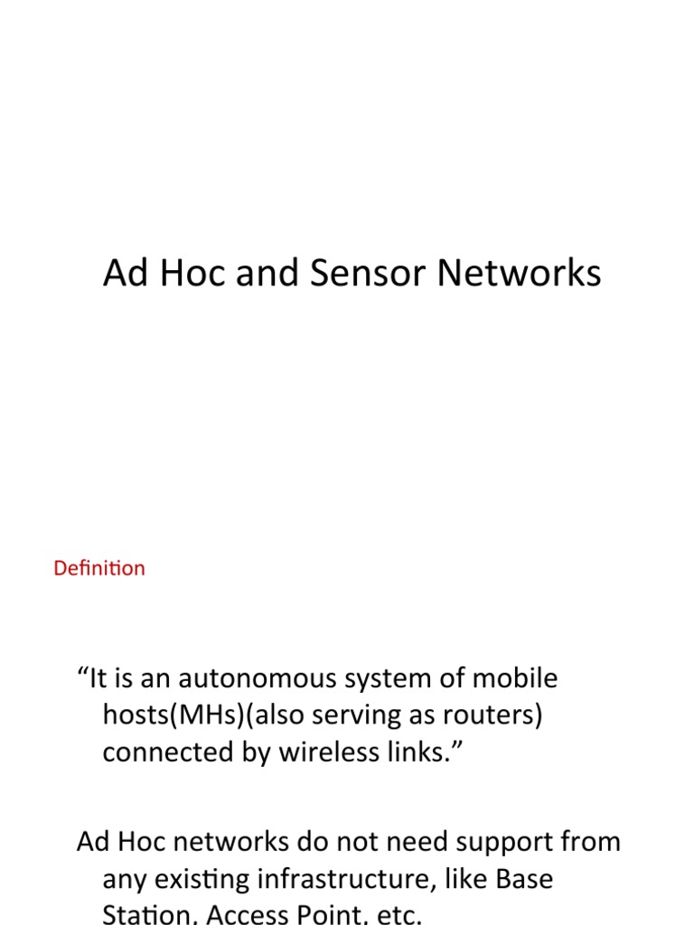 Ad Hoc and Sensor Networks | PDF | Wireless Ad Hoc Network | Wireless ...