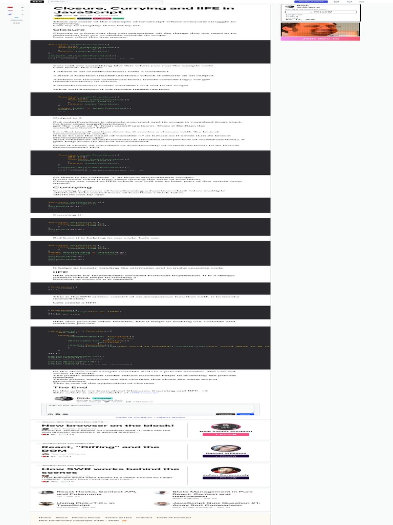 Closure, Currying and IIFE in JavaScript - DEV Community ? ?? ? PDF ...