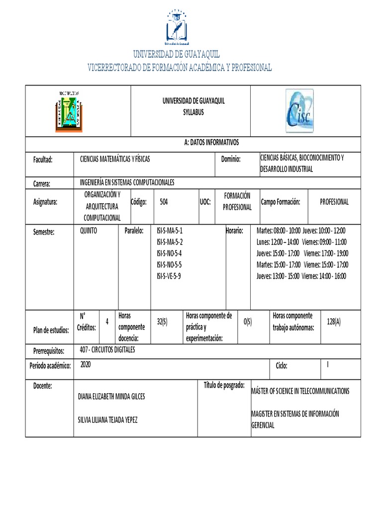 Syllabus Org y Arq Comp PDF | PDF | Hardware de la computadora | Almacenamiento de datos de la ...