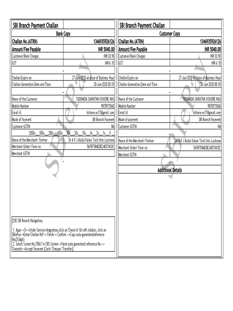 Sbiepay Sbiepay: Sbi Branch Payment Challan Sbi Branch Payment Challan ...