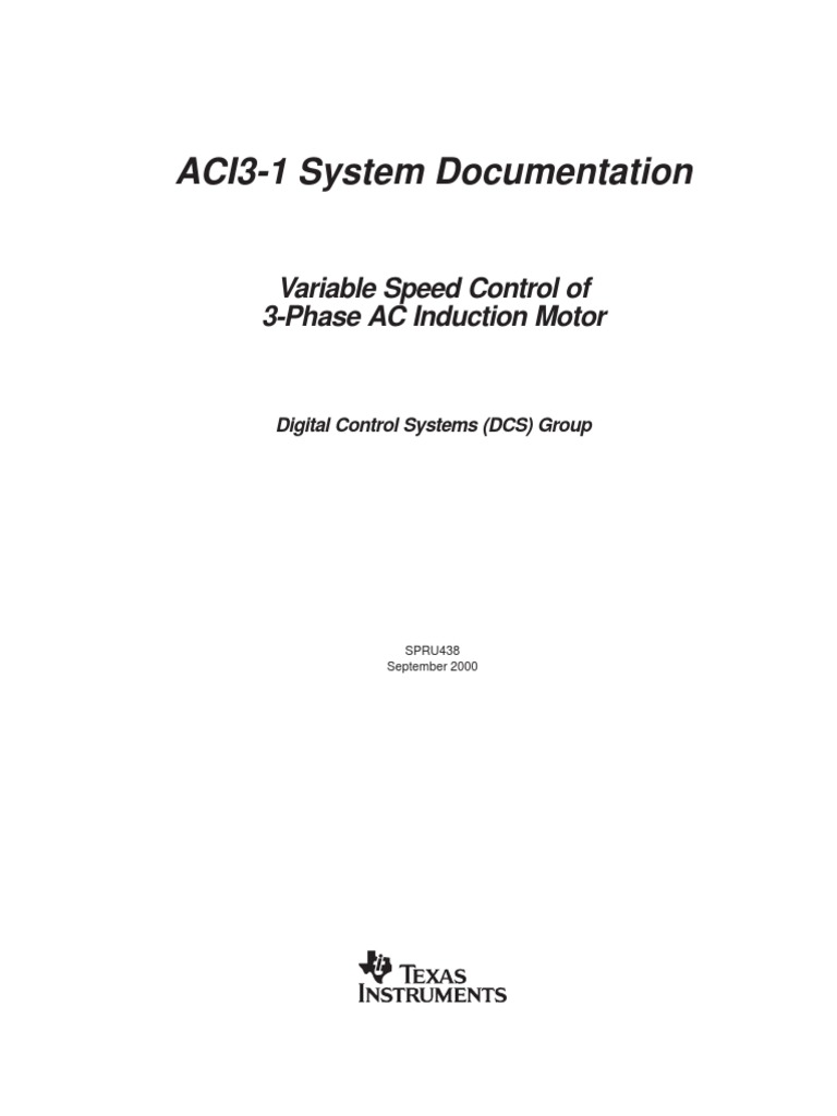 Variable Speed Control of 3-Phase AC Induction Motor, Texas Instruments, 2000. | PDF | Electric ...