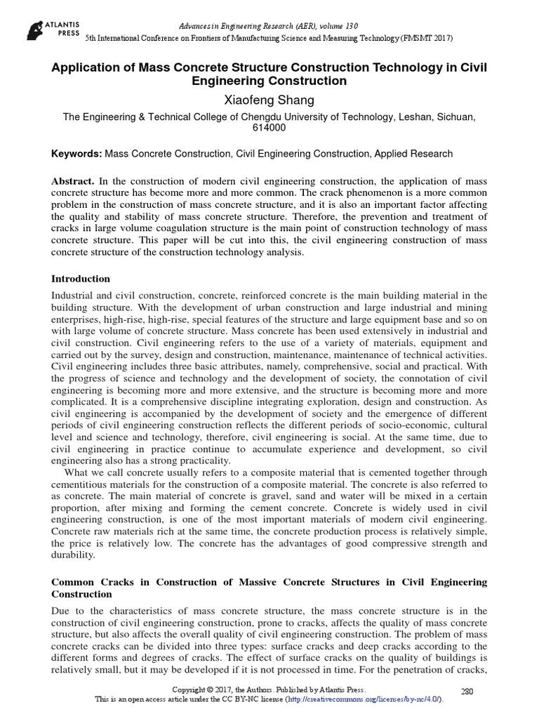 Application of Mass Concrete Structure Construction Technology in Civil ...