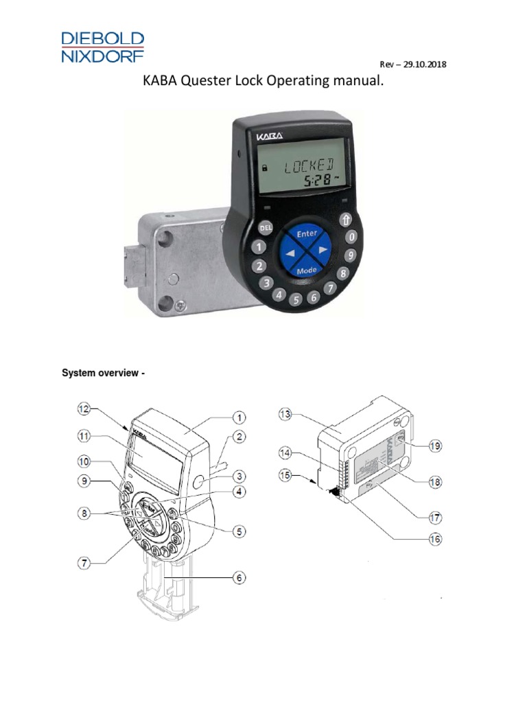 KABA Quester Lock Operating Manual.: System Overview | PDF | Password ...