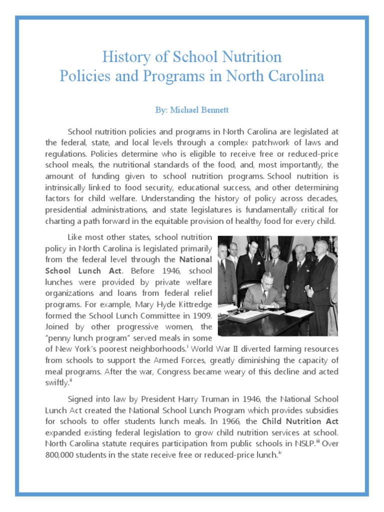 School Nutrition History | PDF | School Meal | Food And Drink