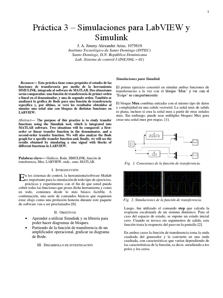 Práctica 3 - Simulaciones para LabVIEW y Simulink PDF | PDF | Función (Matemáticas) | Matlab