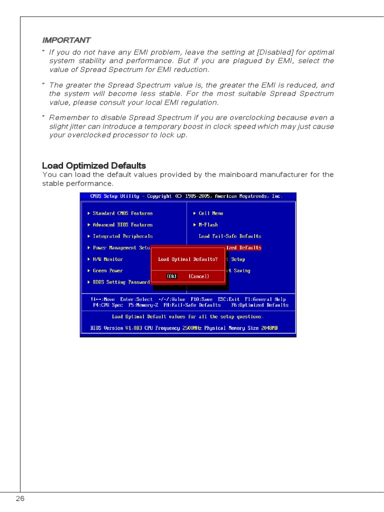 Load Optimized Defaults | PDF