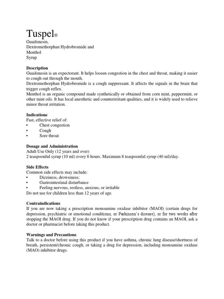 Tuspel | PDF | Cough | Drugs