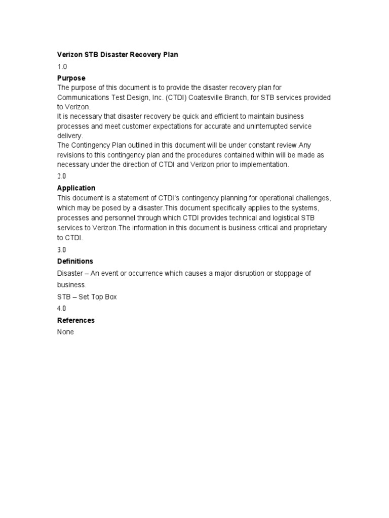STB Disaster Recovery Plan | PDF