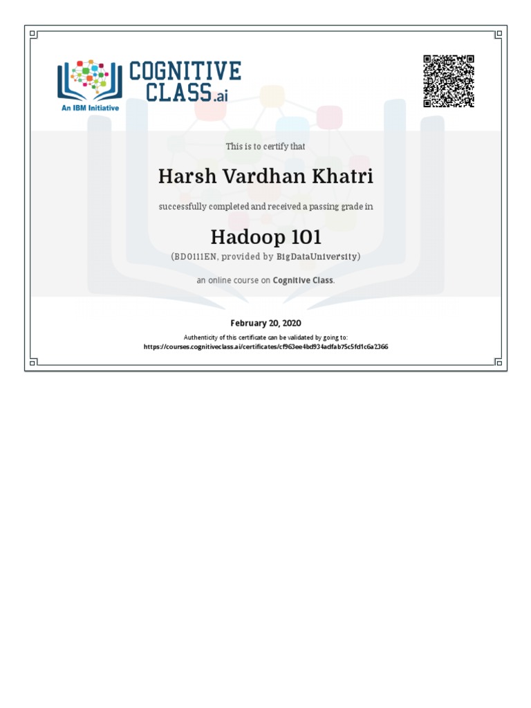 BigDataUniversity BD0111EN Certificate - Cognitive Class | PDF