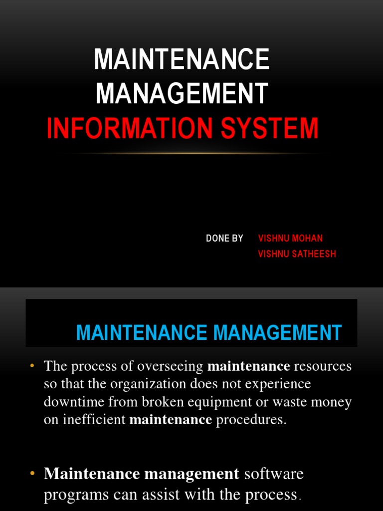 Maintenance Management Information Syste PDF | PDF