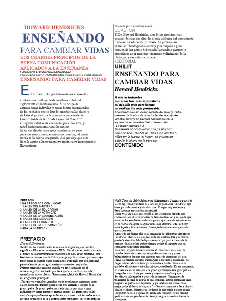 Howard Hendricks-Enseñando para Cambiar Vidas | PDF | Dios | Escuela ...