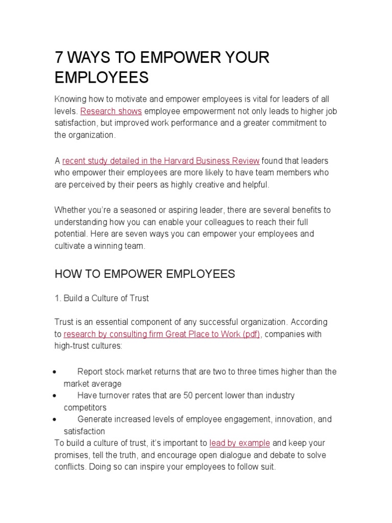 Empower Employees: 7 Key Strategies | PDF | Leadership | Empathy